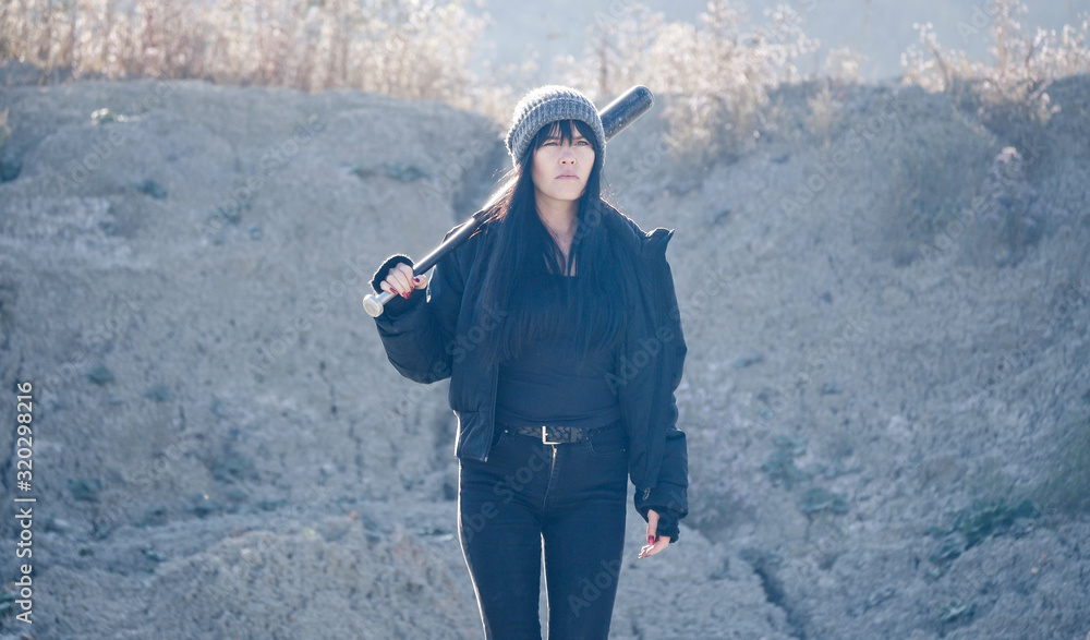 Brutal woman from hooligan gangs goes with a baseball bat in the ...