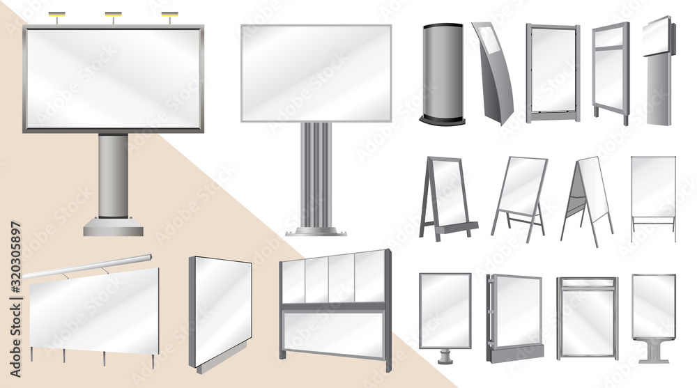 Vector set of blank templates for advertising designs for the city and ...
