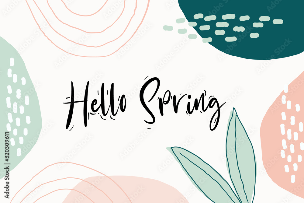 Hello spring. Website header social media advertisement sale brochure ...