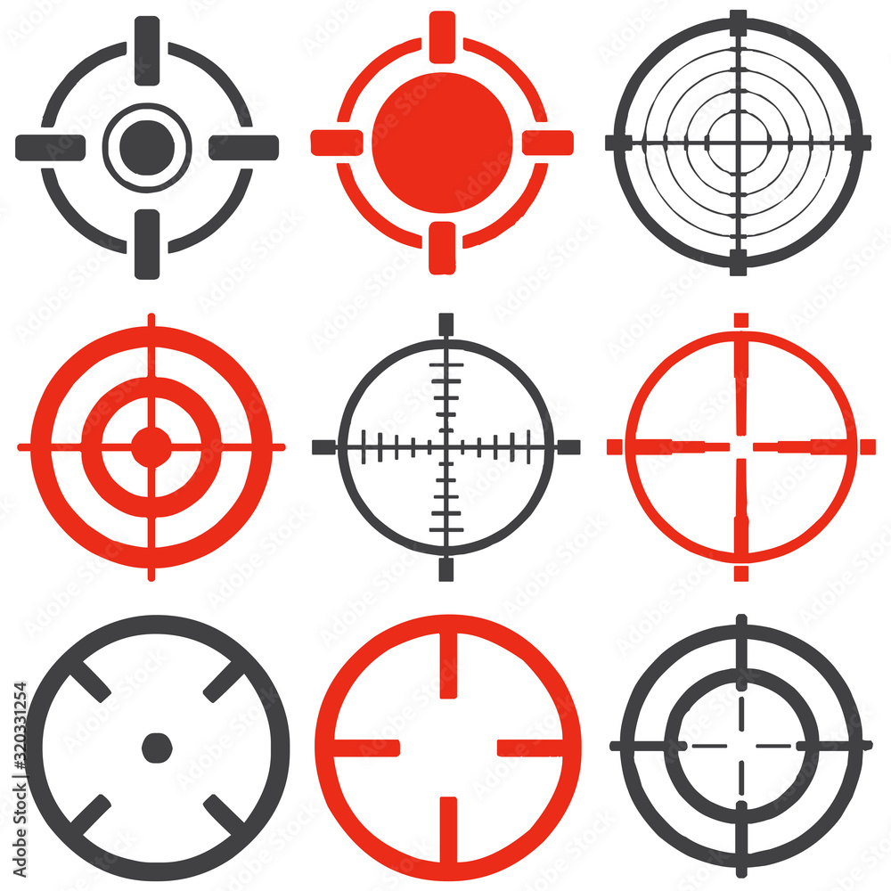Target aim icons military set. Crosshair target weapon sniper army ...