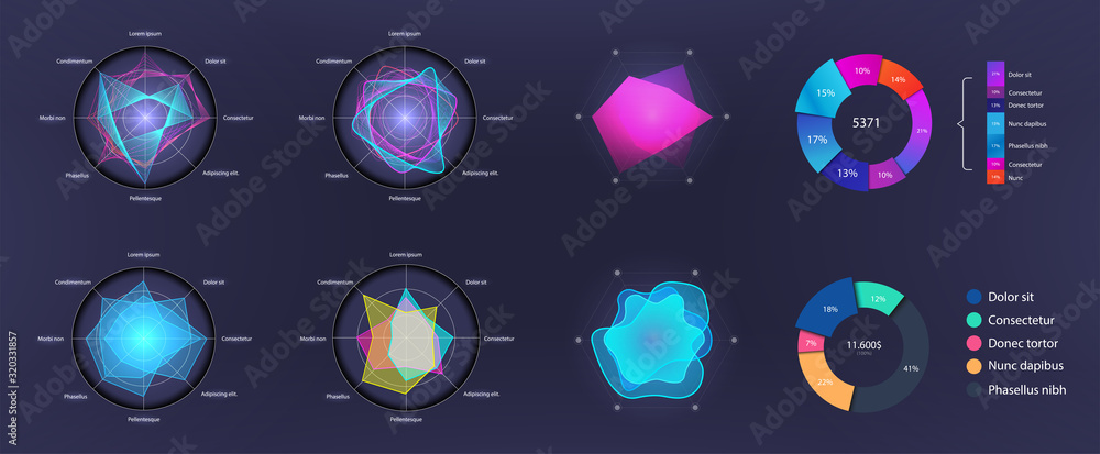 Modern vector circle infographics set. Dashboard elements, circle info ...