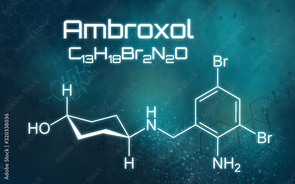 Chemical formula of Ambroxol on a futuristic background Stock ...