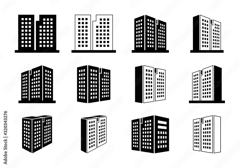 Business Building Icon Black