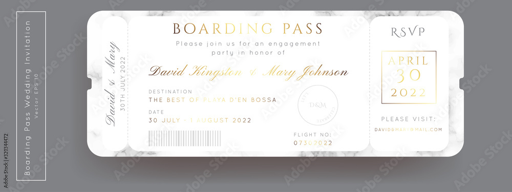 Destination Wedding Pass Vector Stock Vector | Adobe Stock