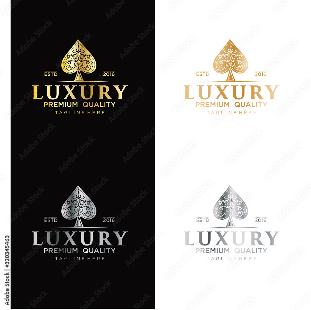 Gold Spade Luxury Logo vector, The heart ace gold Logo Design Vintage ... Gold Spade Luxury Logo vector, The heart ace gold Logo Design Vintage ...