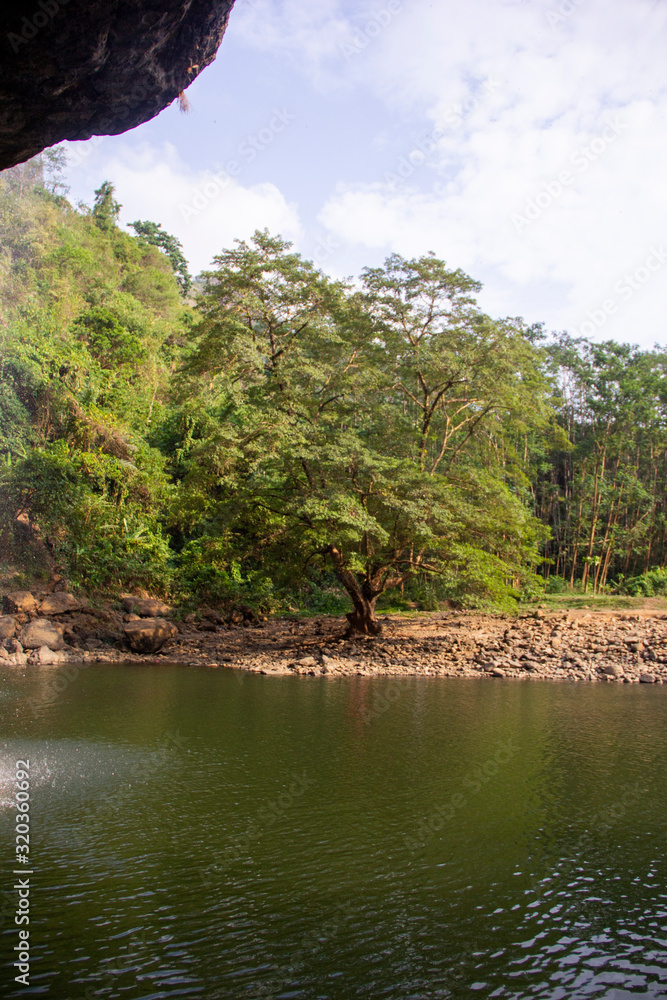 The landscape of green water and forest around Geopark Ciletuh in West ...