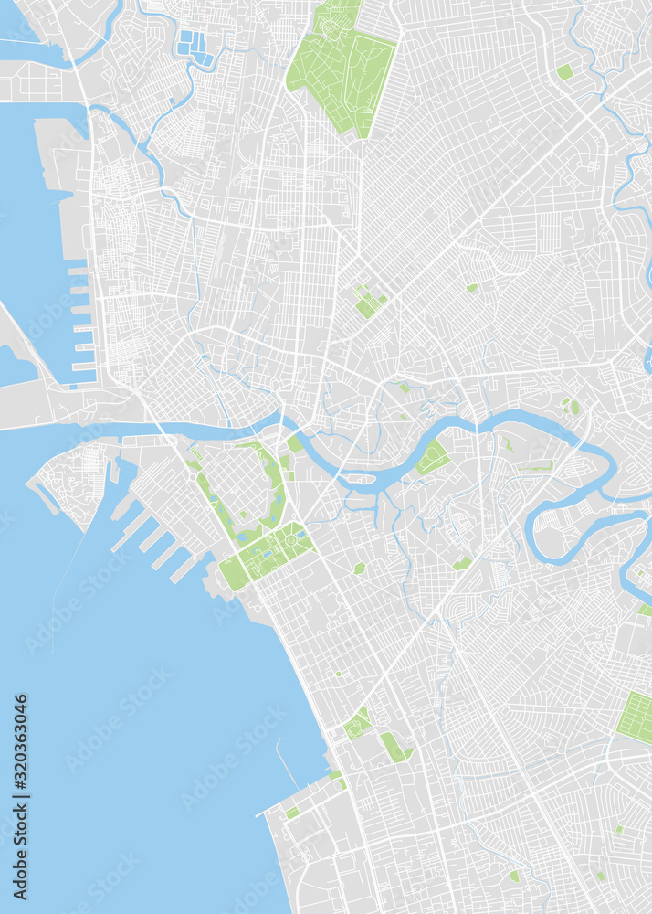 City map Manila, color detailed plan, vector illustration Stock Vector ...