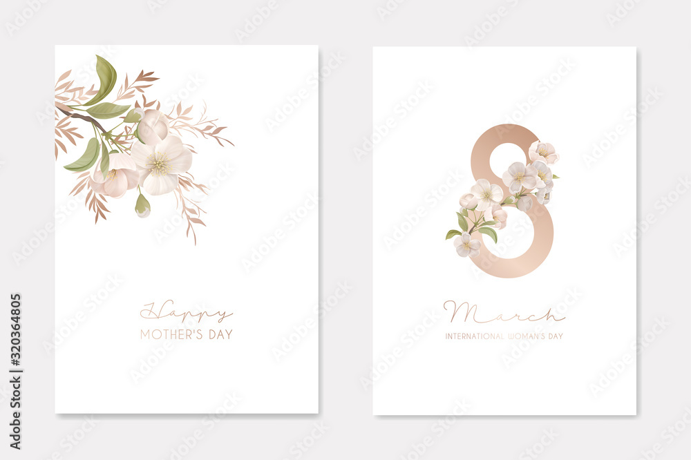 8 March International Woman's Day and Happy Mother's Day Elegant ...