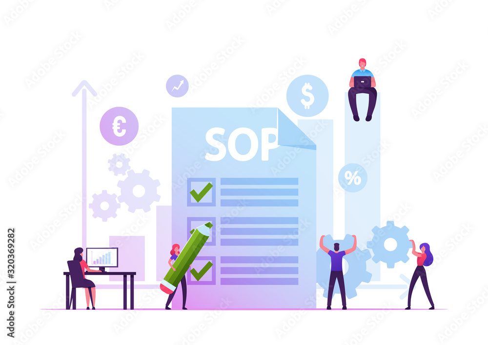 Sop, Standard Operating Procedure Concept. People Writing Step-by-step ...