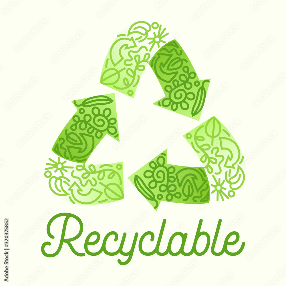 Recyclable Package Concept. Recycle Symbol Three Green Circulate Arrows ...