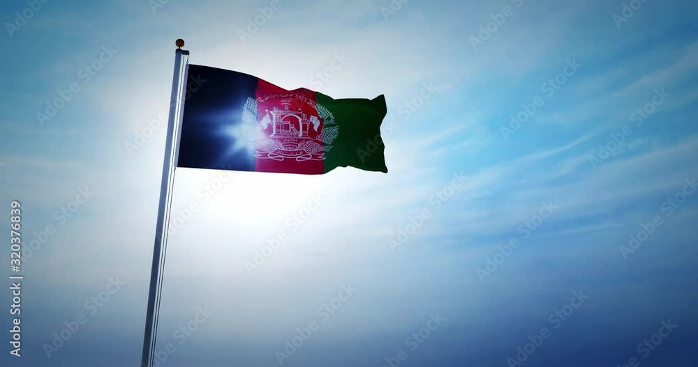 Afghanistan flag waving represents the Islamic Republic of Afghanistani ...