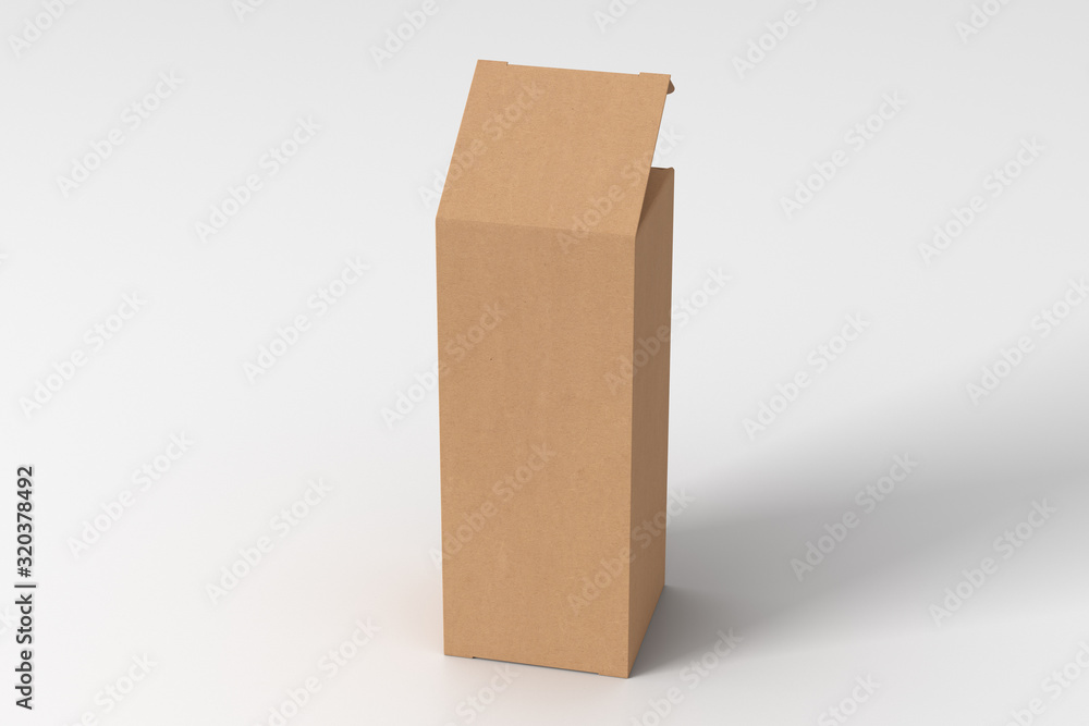 ภาพประกอบสต็อก Blank cardboard tall and slim gift box with opened ...