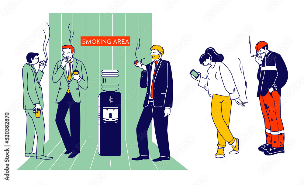 Smoking Addiction and Bad Unhealthy Habit Concept. Male and Female ...