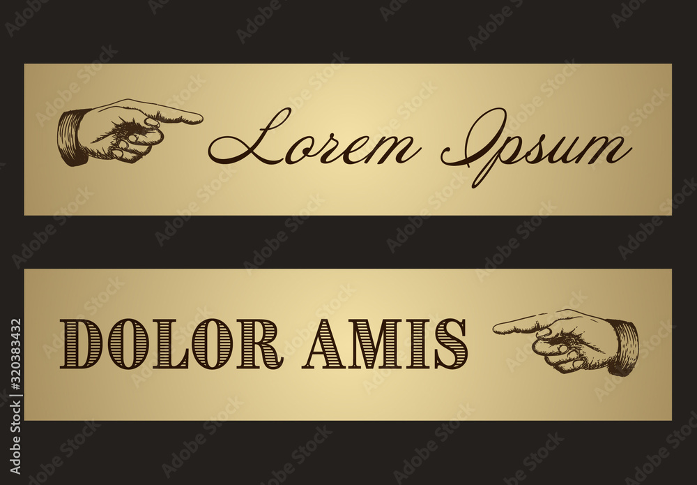 Vintage Label with Hand Drawn Pointing Hand Stock Template | Adobe Stock