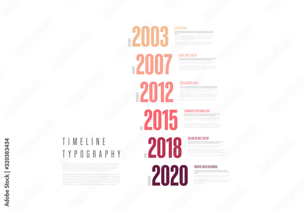 Typography Timeline Layout with Big Year Numbers Stock Template | Adobe ...