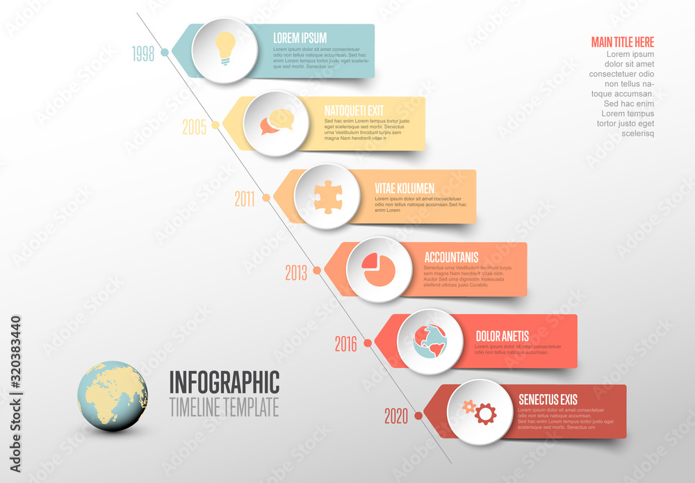 Simple Diagonal Timeline Layout with Icons Stock Template | Adobe Stock