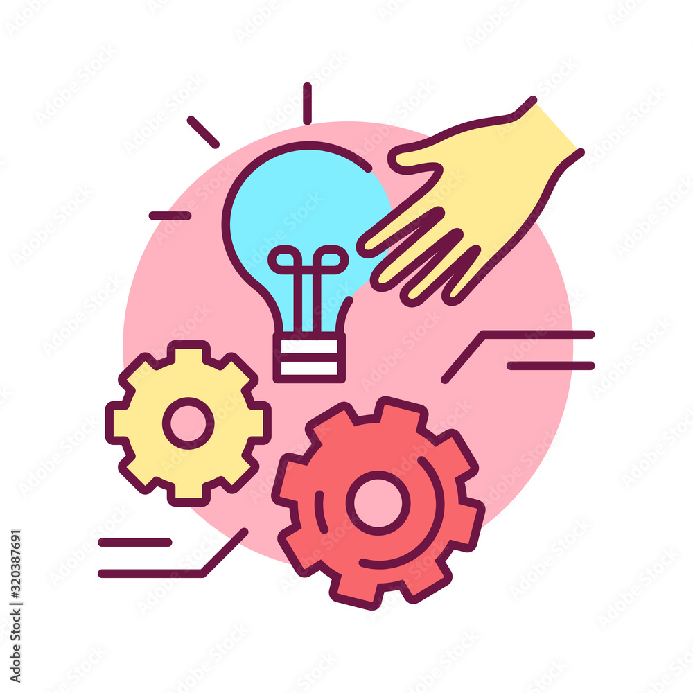 Identify possible solutions color line icon. Solving a problem or ...