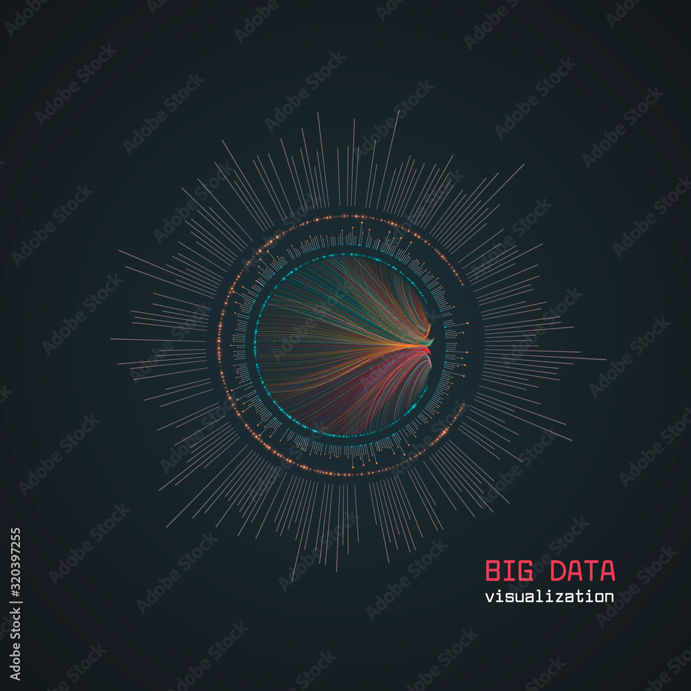 Big data abstract conceptual background. Data visualisation with dots and lines. Machine ...