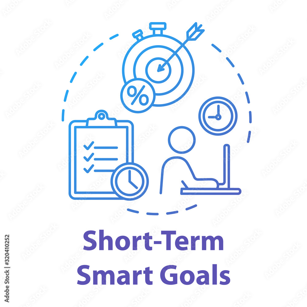 Short-term smart goals concept icon. Perfomance optimization. Setting ...