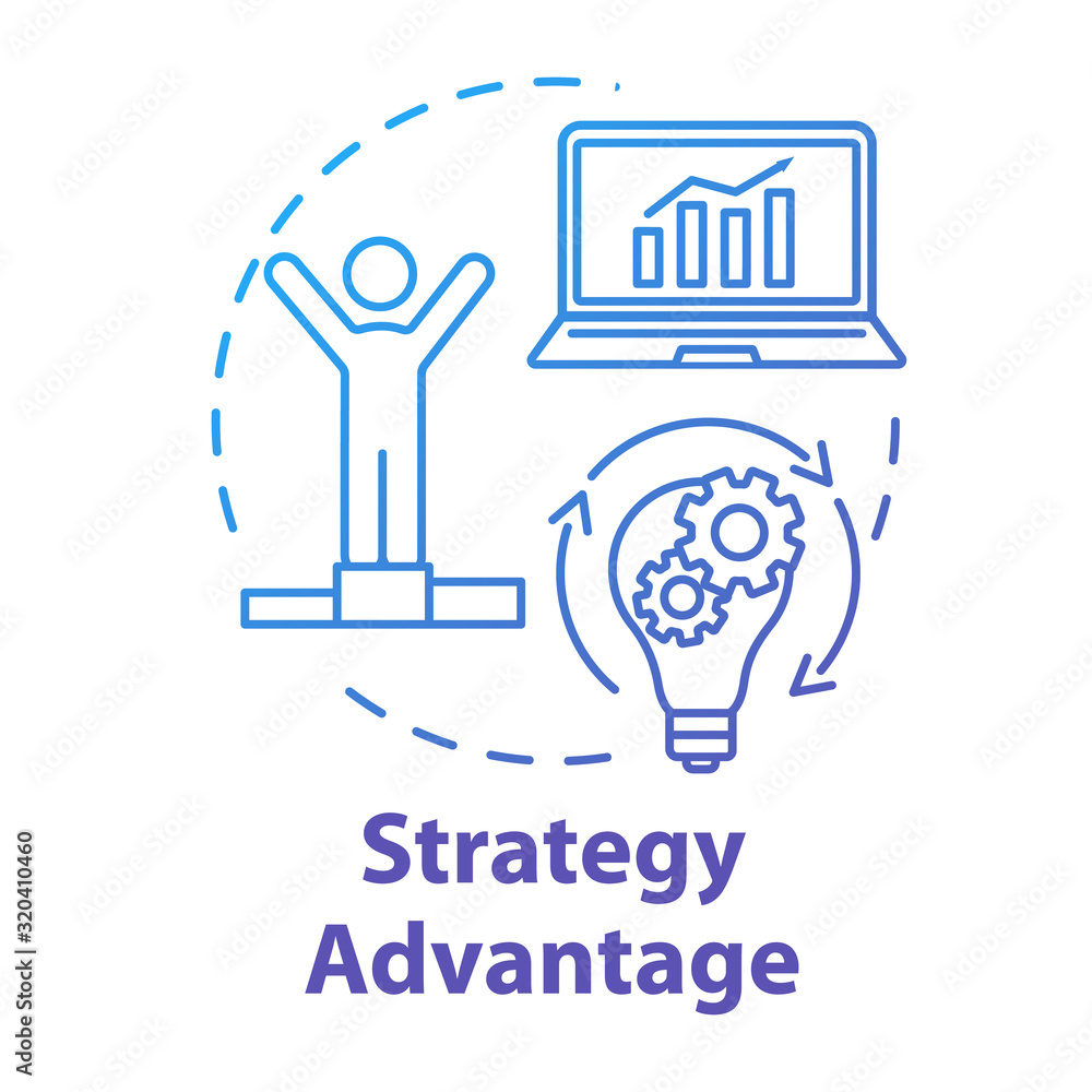 Strategy advantage concept icon. Benefit and win. Building goals ...
