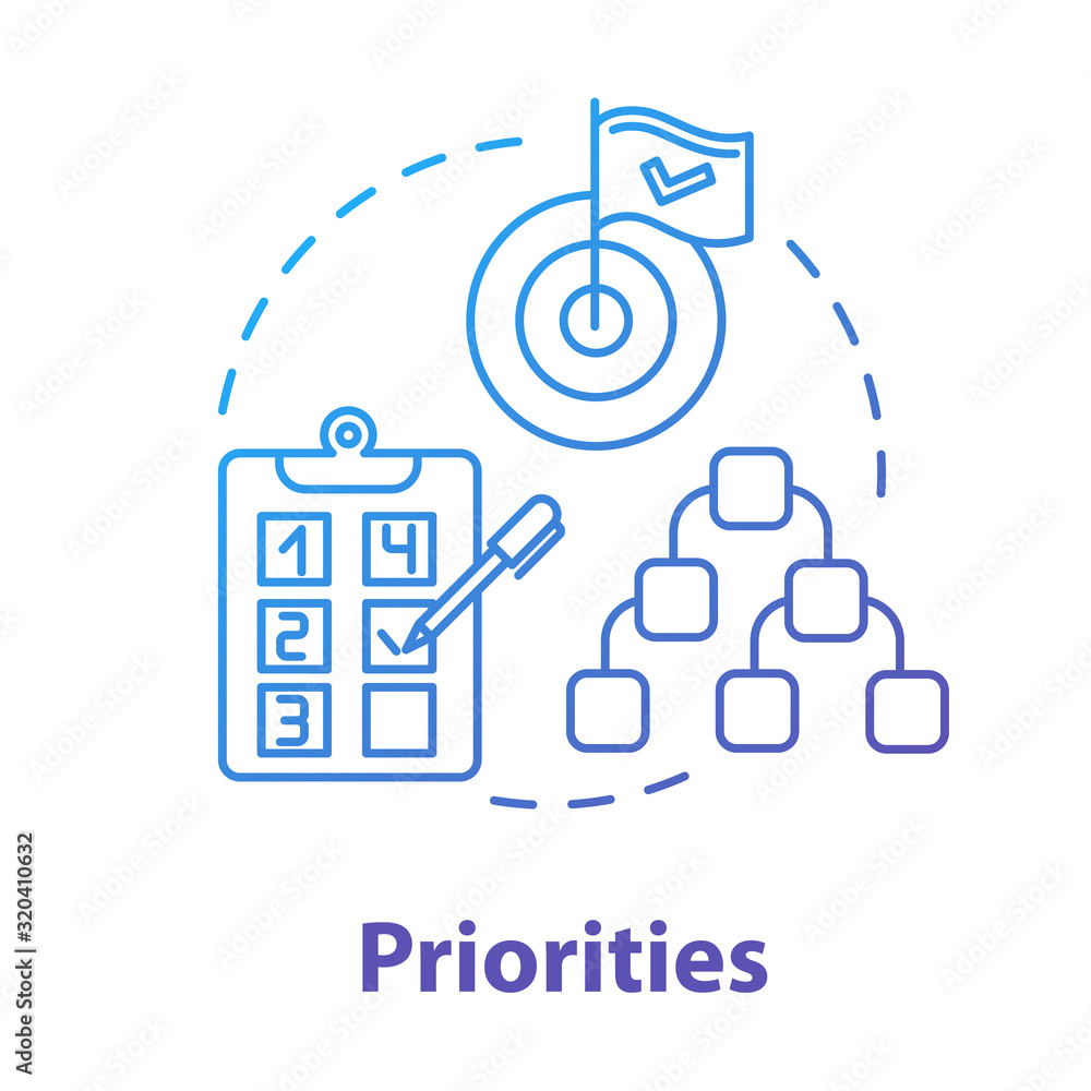 Priorities concept icon. Urgent project. Self-building and development. Taking on opportunities ...