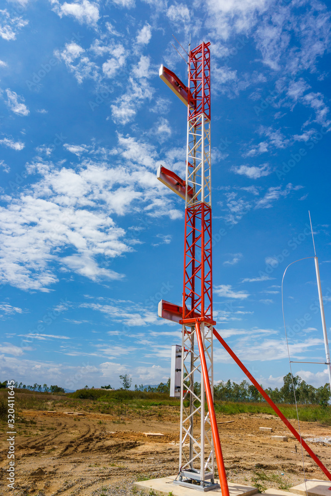 Glide path antenna of the instrument landing system. Stock Photo ...