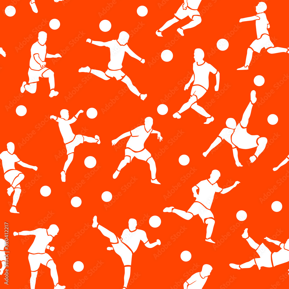 Pattern, vector illustration of soccer players with the ball in ...