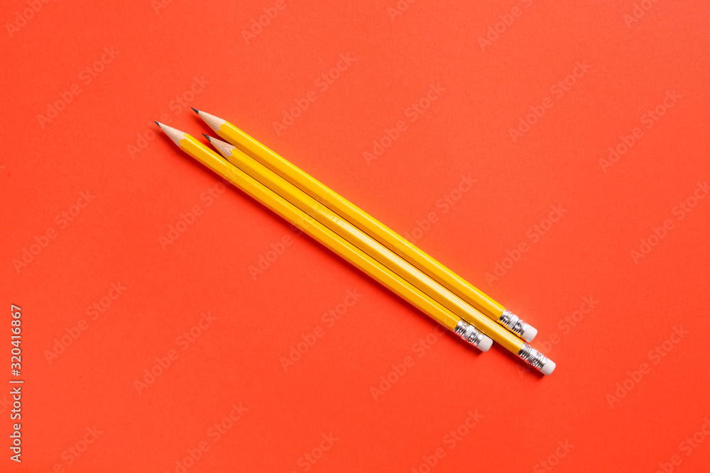 Ordinary pencils on color background Stock Photo | Adobe Stock