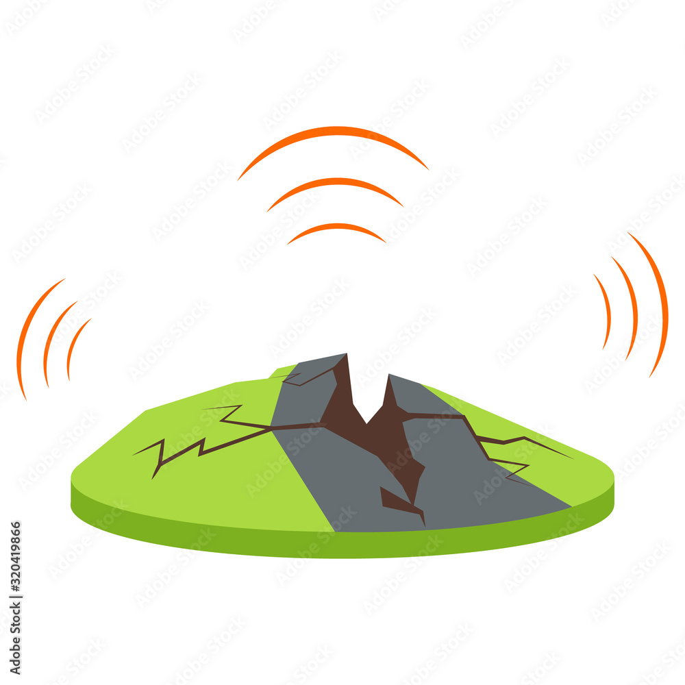 Earthquake cartoon vector illustration. Tectonic movements. Seismic ...