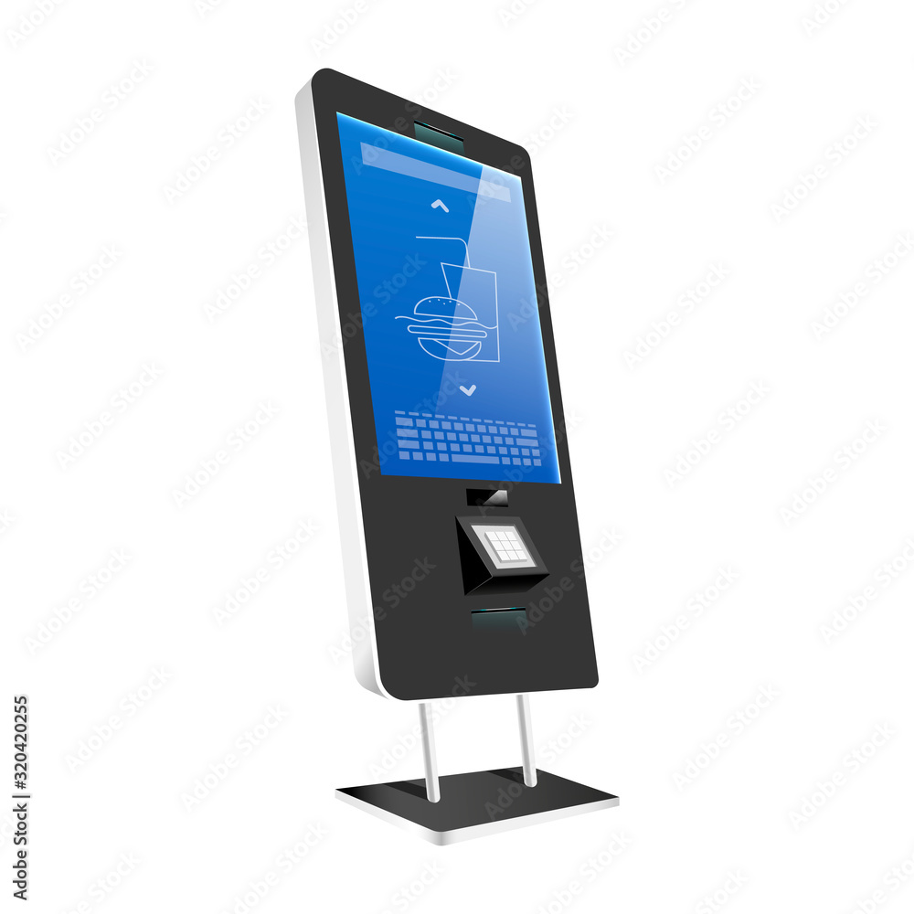 Vending kiosk with sensor panel realistic vector illustration ...