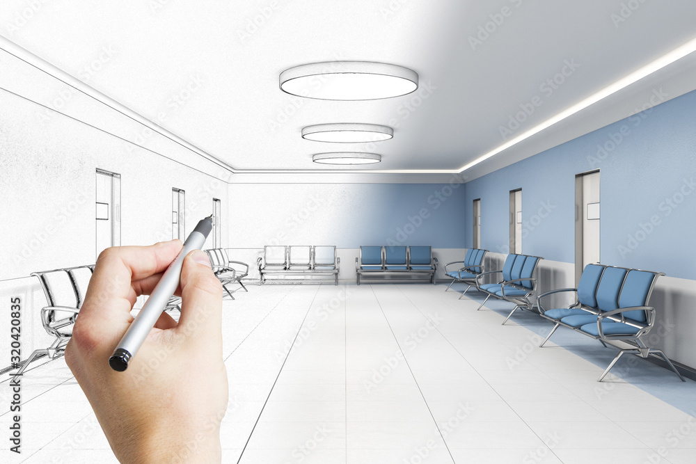 Hand drawing reception desk Stock Photo | Adobe Stock