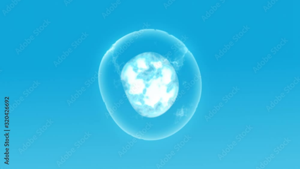 Floating cell 3D visualization. Laboratory research or experiment ...