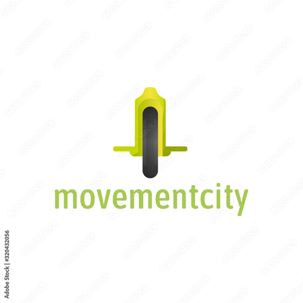 Electric unicycle logo in green gradient color style with sample text ...