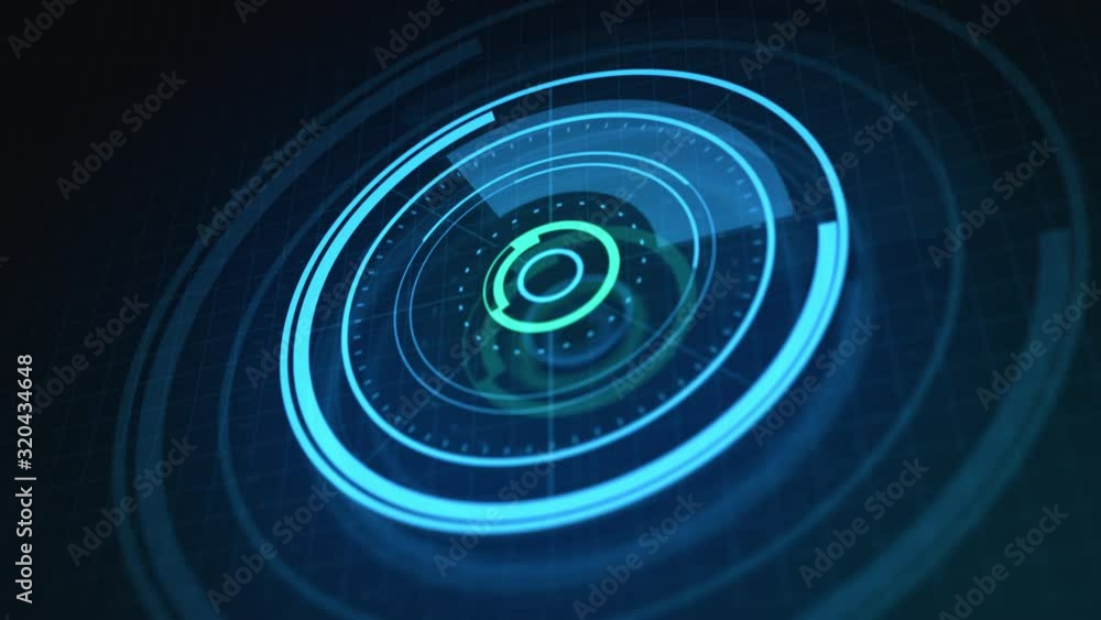 Digital HUD Animation. Radial graph visualization on dashboard panel ...