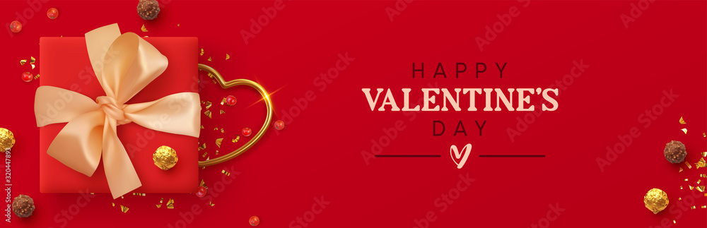Valentines Day banner. Holiday Romantic Background. Design of realistic ...