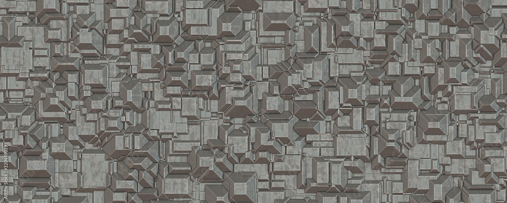 3d material metallic geometric alien spaceship wall background Stock ...