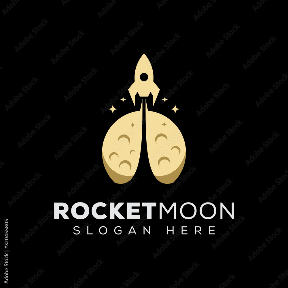 modern rocket moon logo, space rocket logo template Stock Vector ...