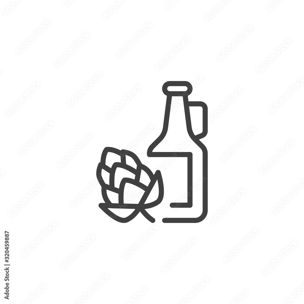 Hop beer bottle line icon. linear style sign for mobile concept and web ...