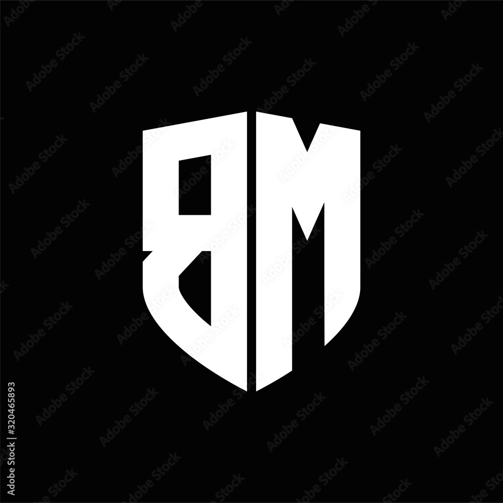 BM logo monogram with shield shape design template Stock Vector | Adobe ...