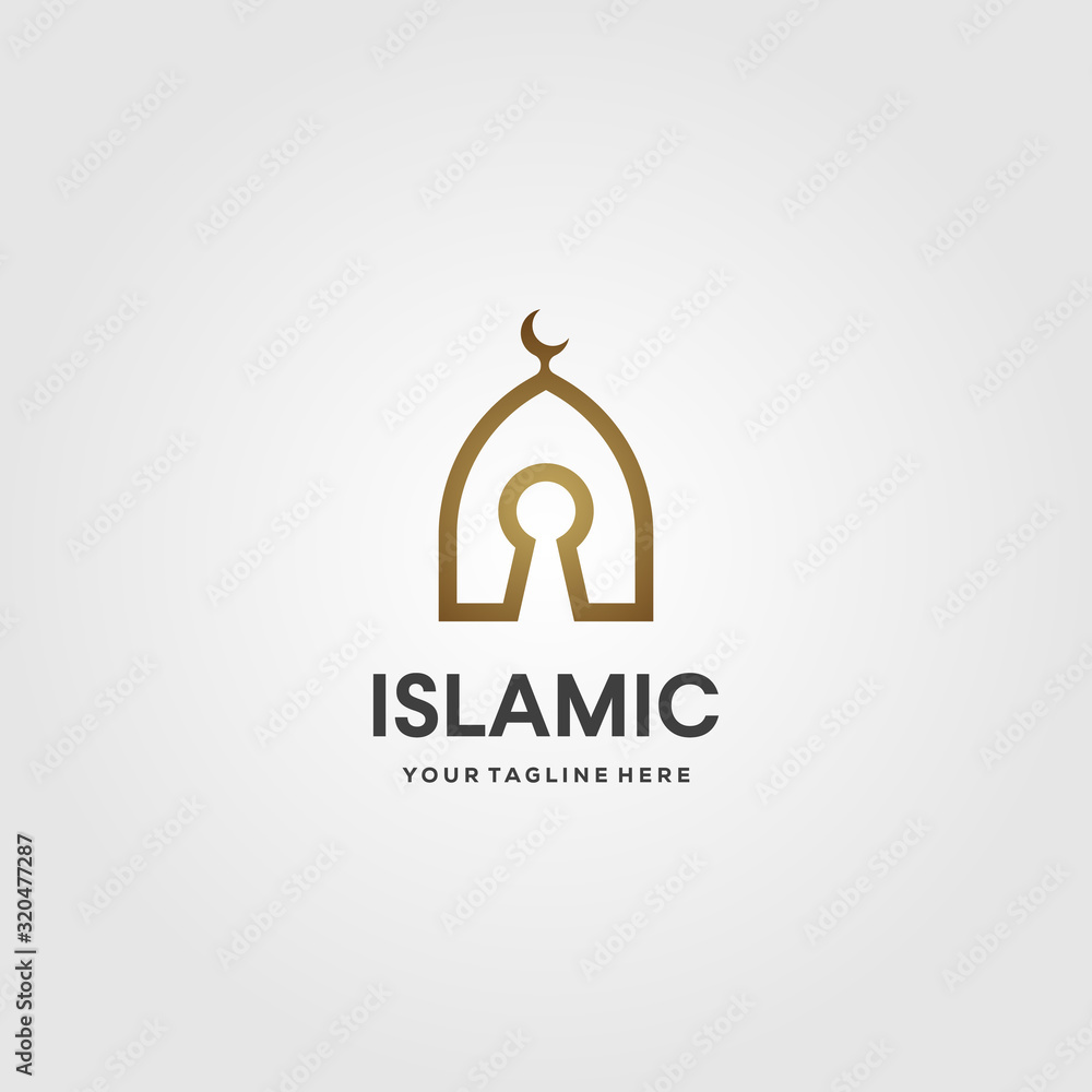 islamic dome logo key line art vector illustration design Stock Vector ...