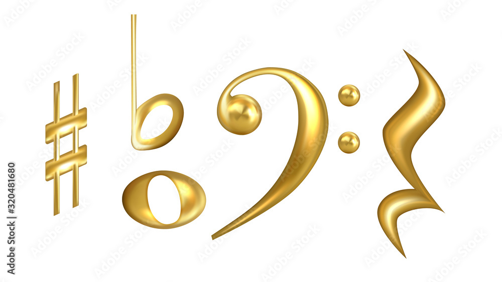Clefs Musical Symbols In Golden Color Set Vector. Collection Of Classic ...