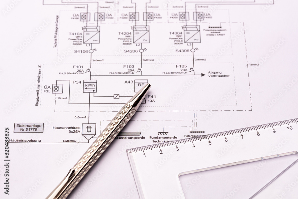 Elektroplan und Kugelschreiber Stock Photo | Adobe Stock