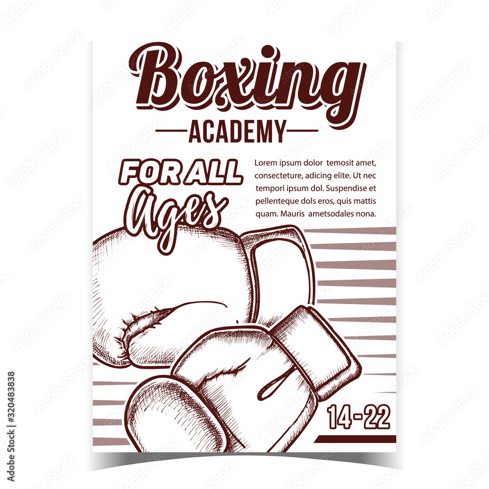 Boxing Academy Creative Advertising Poster Vector. Boxing Protect Sport ...