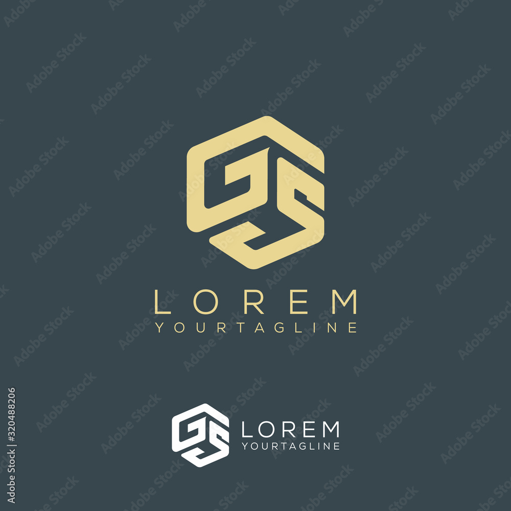 GS SG G G5 triple cubic alphabet letter vector geometric font icon ...