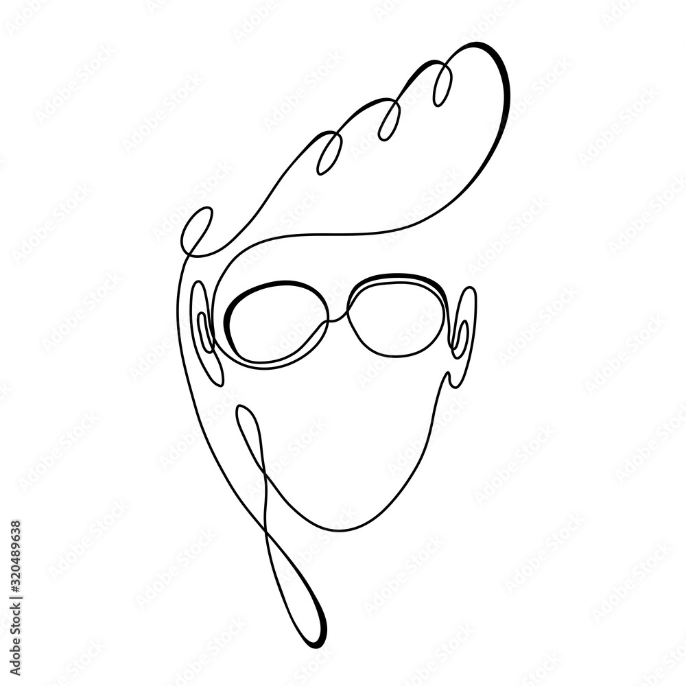 One continuous single drawn art line portrait of a young boy beauty and ...