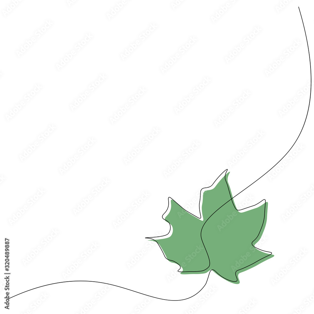 Green leaf one line drawing vector illustration Stock Vector | Adobe Stock