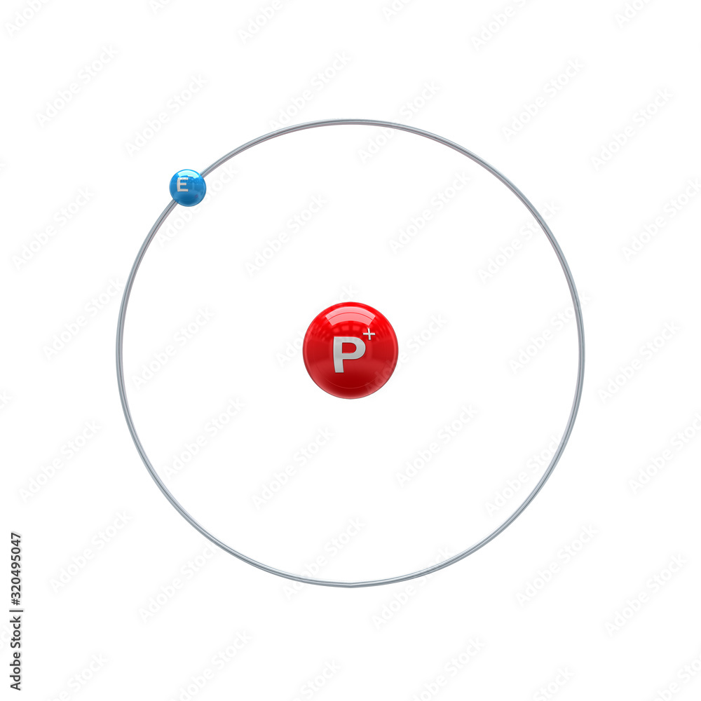 Hydrogen atom on white background (3d illustration) Stock Illustration ...