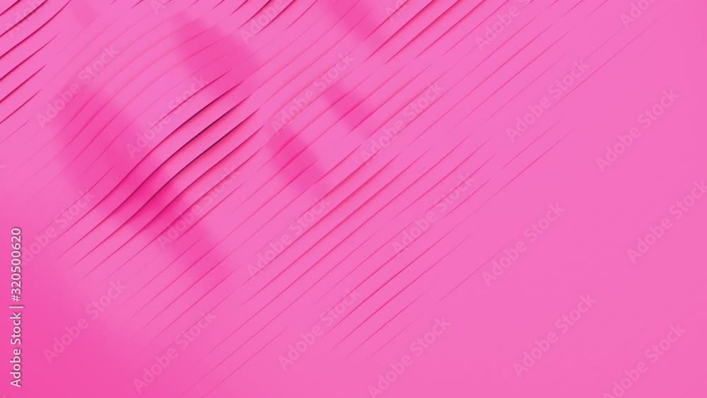 4K Animation of pink rows and stripes. Beautiful wave of clean glossy ...