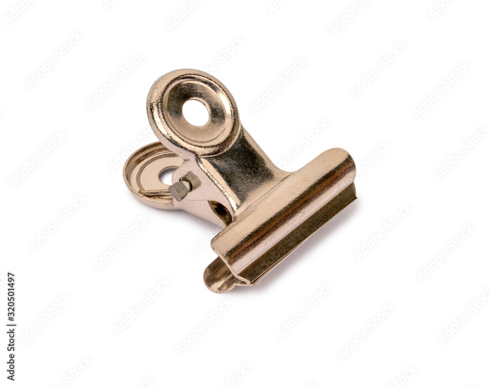 Metal bulldog clip isolated on white background with clipping path ...
