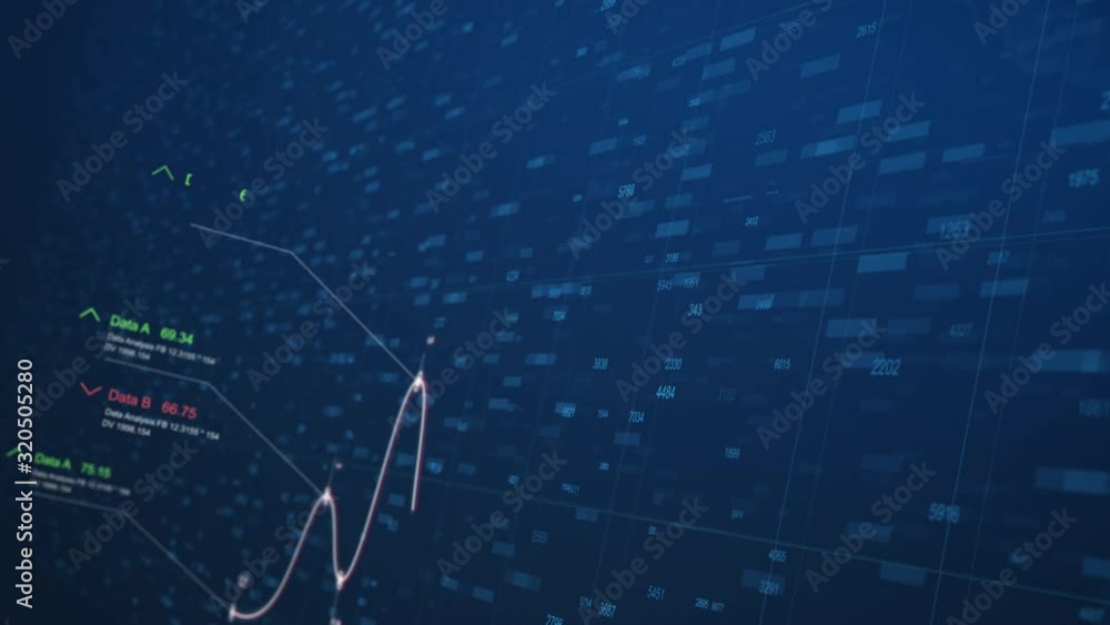 4K Business animation. Growing chart of currency rate and the global ...